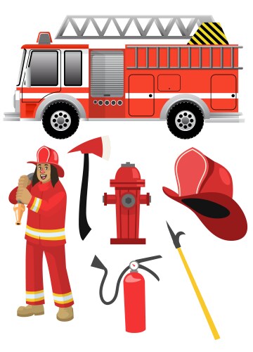 Cute cartoon kid of firefighter Royalty Free Vector Image