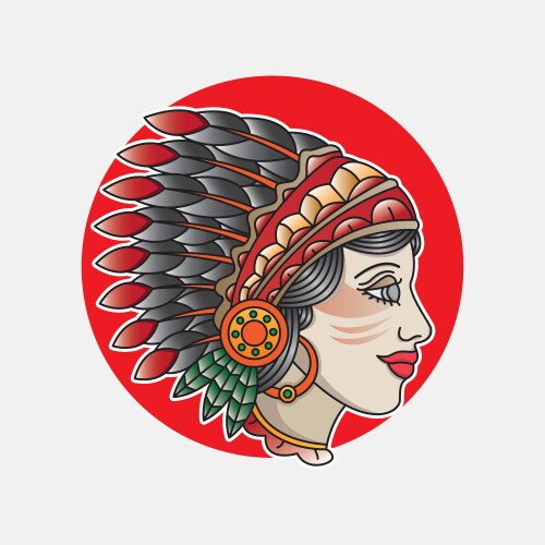 Traditional Indian Girl Tattoo Flash