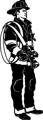 Fireman firefighter stencil black Royalty Free Vector Image