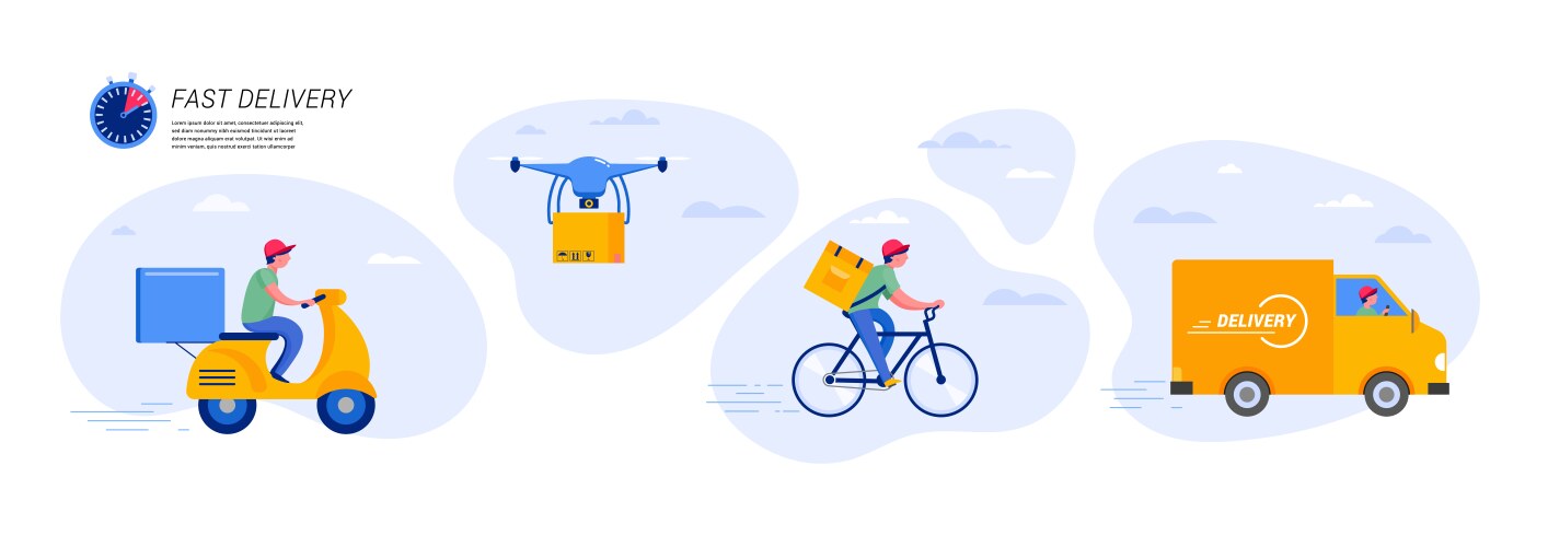 Blue delivery logos collection set of emblems Vector Image