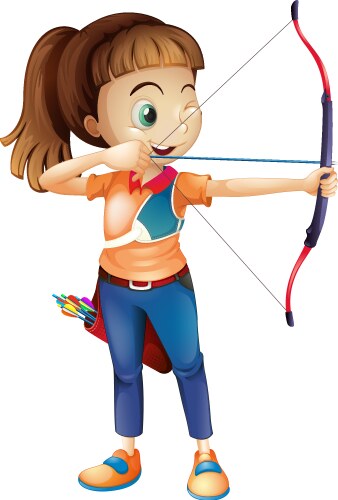A young lady playing archery Royalty Free Vector Image