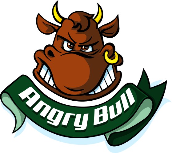Angry red bull head roaring mascot Royalty Free Vector Image