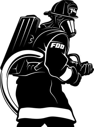 Fireman firefighter stencil black Royalty Free Vector Image