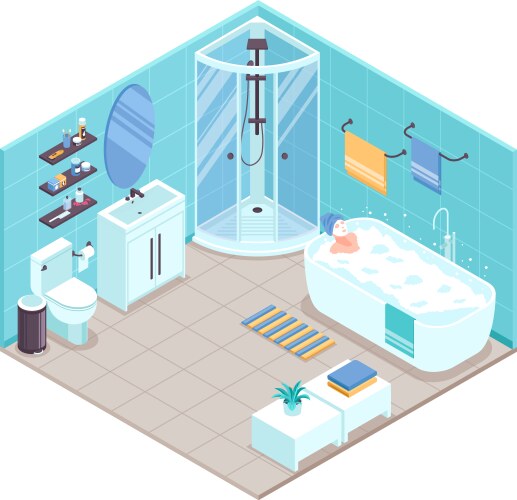 Realistic bathroom interior Royalty Free Vector Image