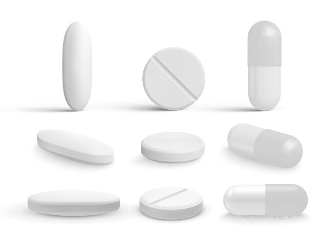 White medicine tablets and pills Royalty Free Vector Image