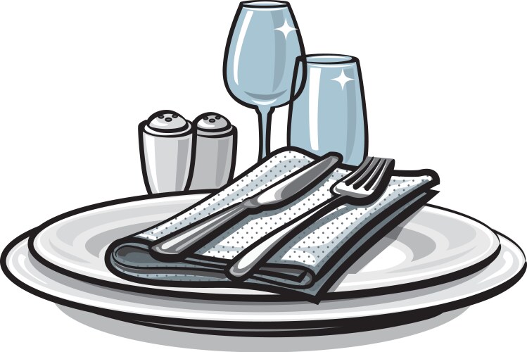 Gold dinner place setting Royalty Free Vector Image