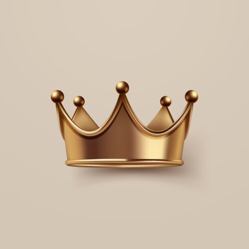 3d realistic golden crown icon closeup Royalty Free Vector