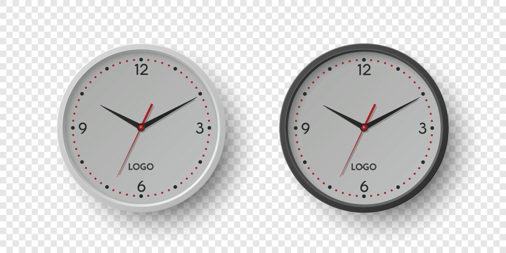 Realistic classic red and white round wall clock Vector Image