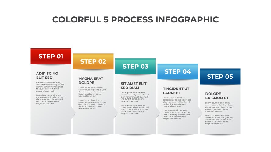5 points steps infographic template arrow Vector Image