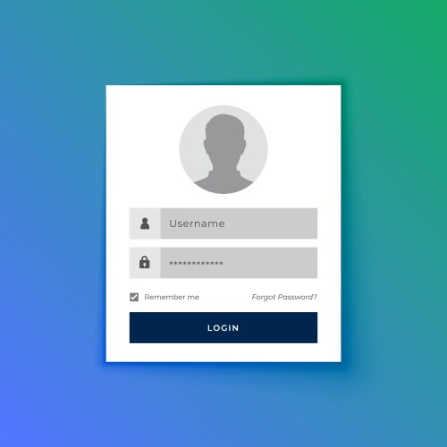 Creative login form ui template design Royalty Free Vector