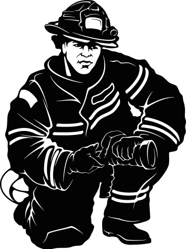 Fireman firefighter stencil black Royalty Free Vector Image