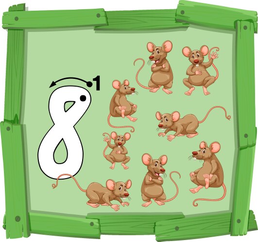 Number eight on wooden banner Royalty Free Vector Image