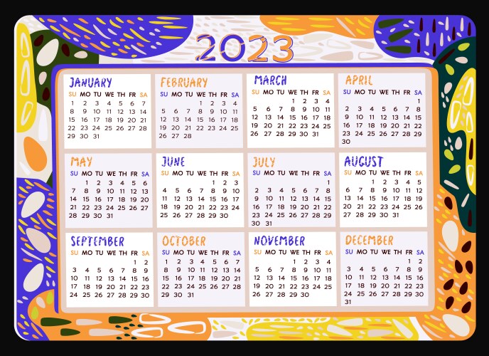 Colorful 2026 Monthly Calendar – Free Vector | VectorStock