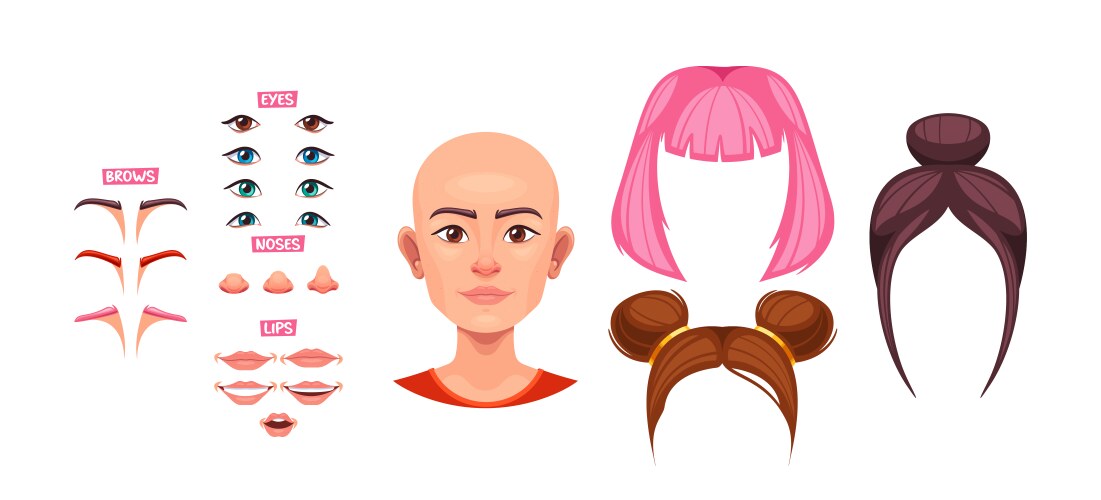 Man Face Constructor Elements Avatar Creation Vector Image
