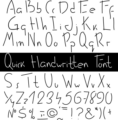 Handwritten simple alphabet set Royalty Free Vector Image