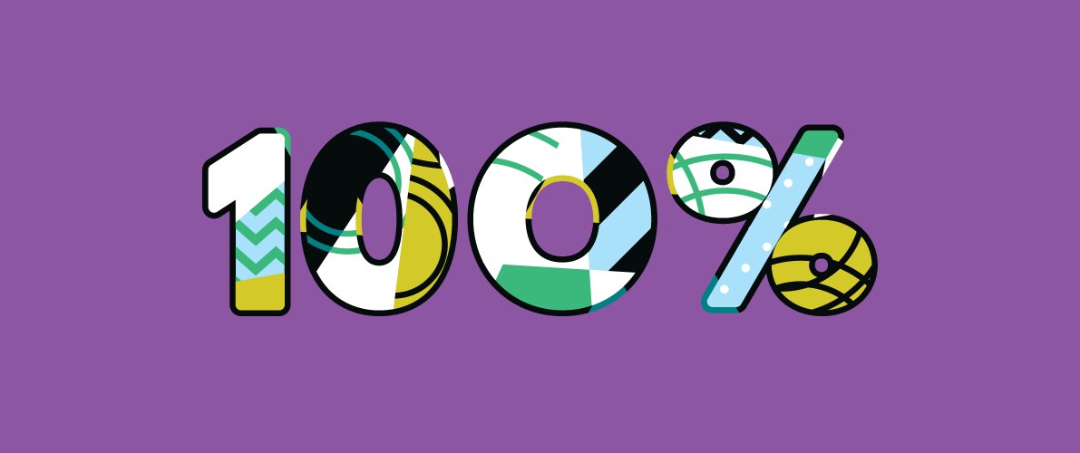 100 percent organic hand lettering calligraphy Vector Image