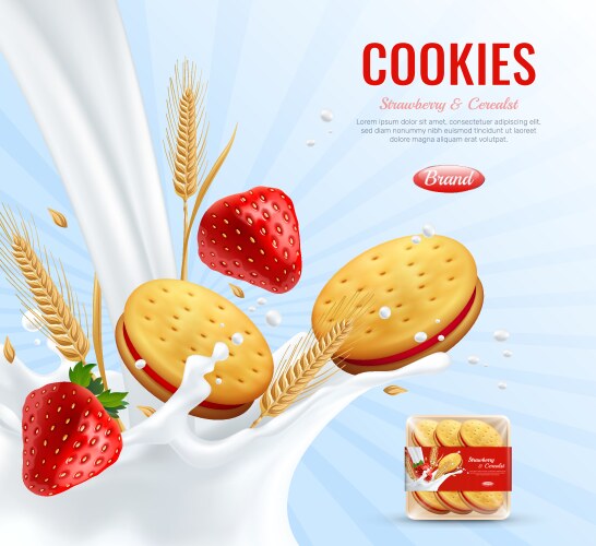 Bitten realistic cookies Royalty Free Vector Image