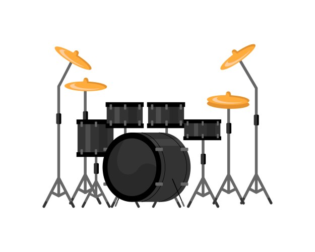 Drum kit on a stage drums musical instruments Vector Image