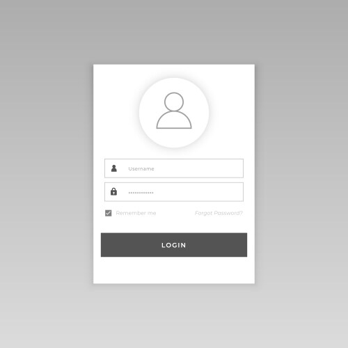 White ui for login form template Royalty Free Vector Image