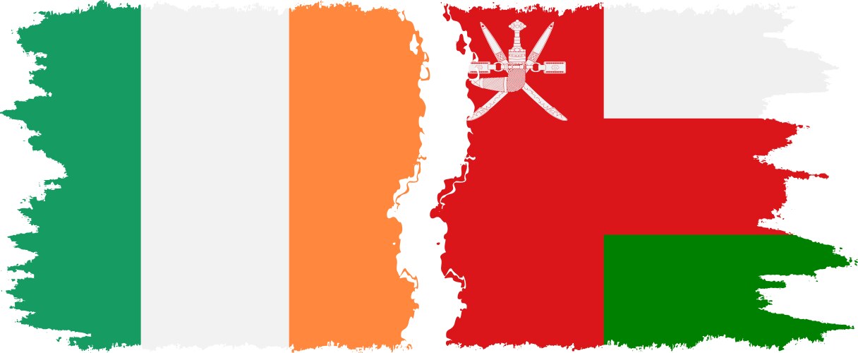 Oman and lebanon grunge flags connection Vector Image