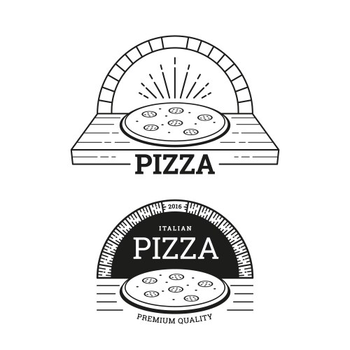 Set of pizzeria labels badges and design elements Vector Image