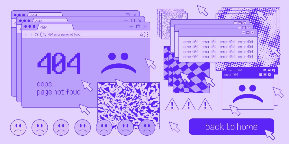 Pixelated computer error window in retro 8-bit Vector Image