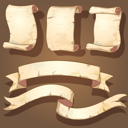 Cartoon set of ancient parchment scrolls Vector Image