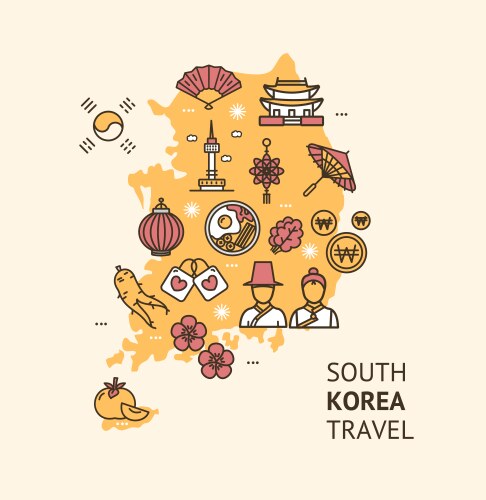 Korea map design korean traditional symbols Vector Image