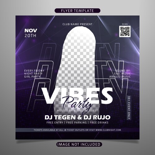 Vibes party flyer template Royalty Free Vector Image
