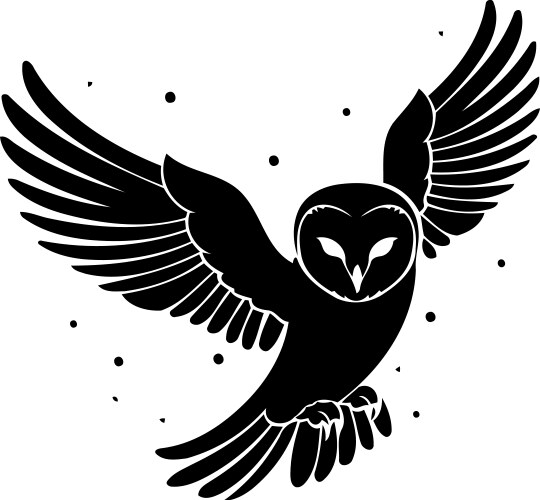 An owl with wings spread isolated on dark Vector Image