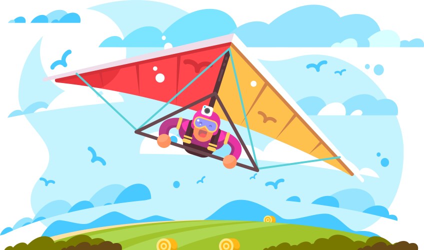 Cartoon plane with pilot flying over the earth Vector Image