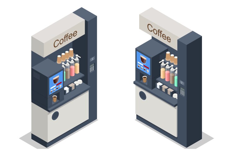 Isometric coffee machines collection espresso Vector Image