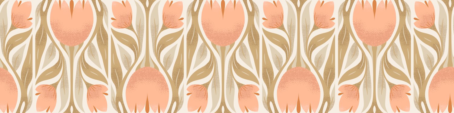Seamless horizontal pattern with abstract flowers Vector Image