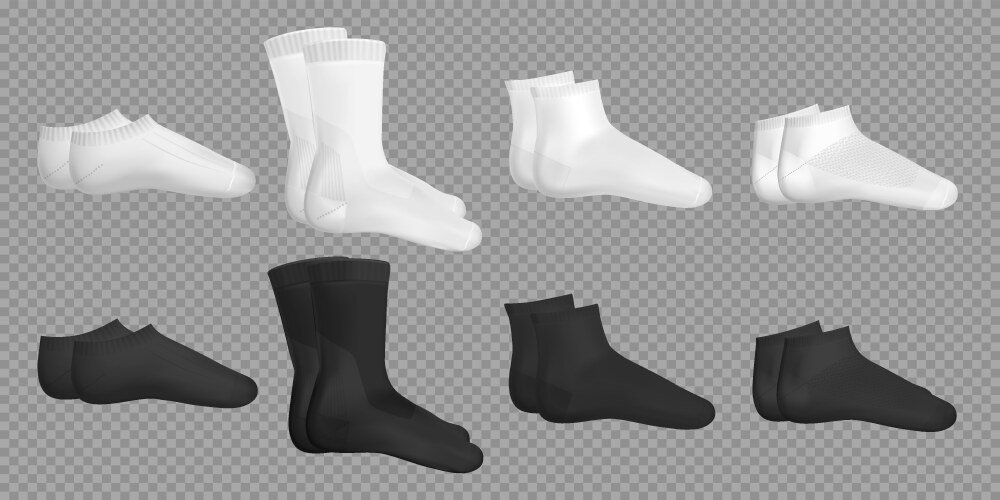 White socks pair realistic mockup Royalty Free Vector Image