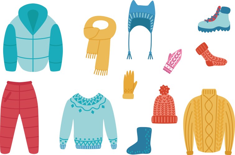 Winter clothes collection Royalty Free Vector Image