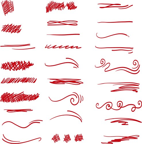 Doodle check marks hand drawn lines red pen tick Vector Image