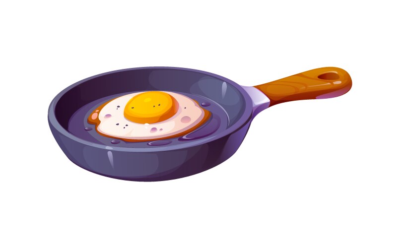 Frying pan with egg icon cartoon style Royalty Free Vector