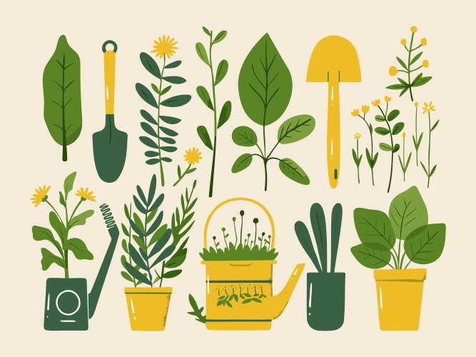 Gardening and garden tools Royalty Free Vector Image