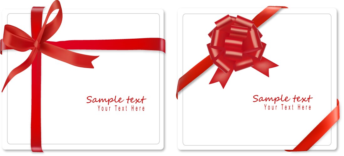 Blank gift card template with red bow and ribbon Vector Image