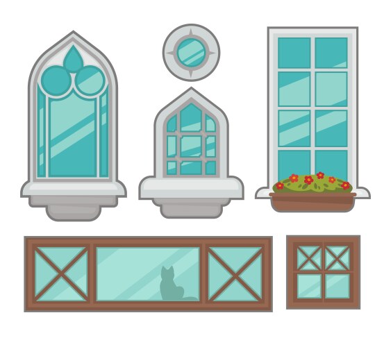 Architectural types of arches icons Royalty Free Vector