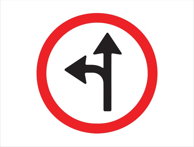 Usa traffic road signs left lane must turn Vector Image