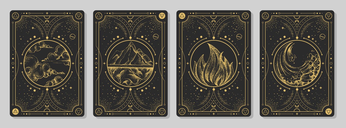 Modern magic witchcraft card with four elements Vector Image