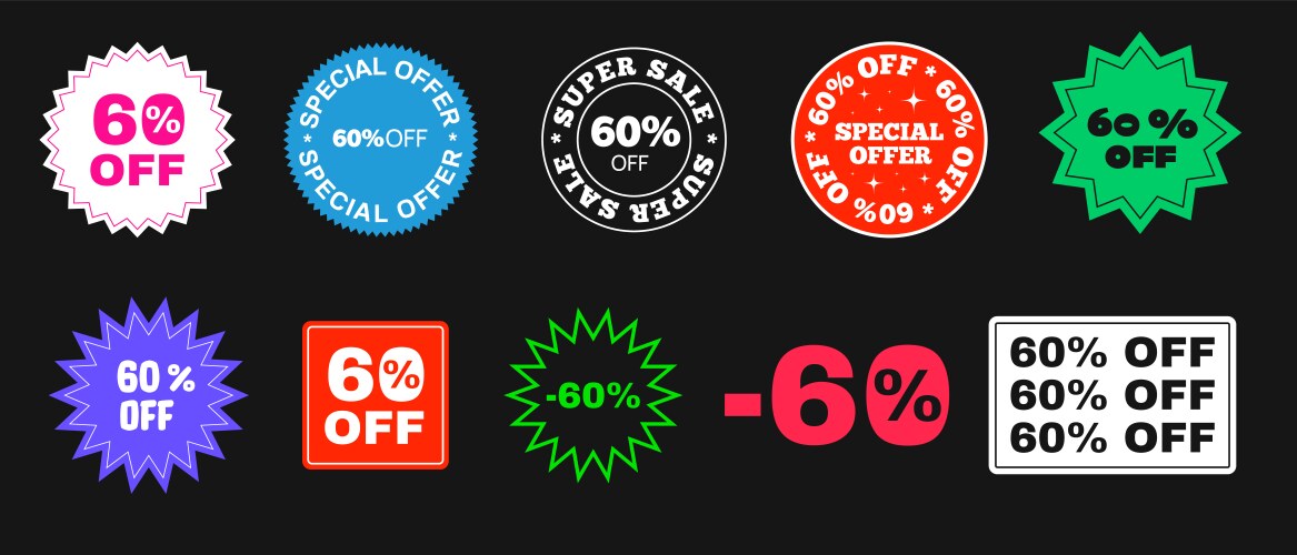 Set of 90 off sticker patch pin icons design Vector Image