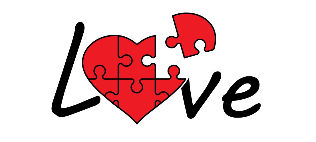 Love heart jigsaw puzzle pieces Royalty Free Vector Image