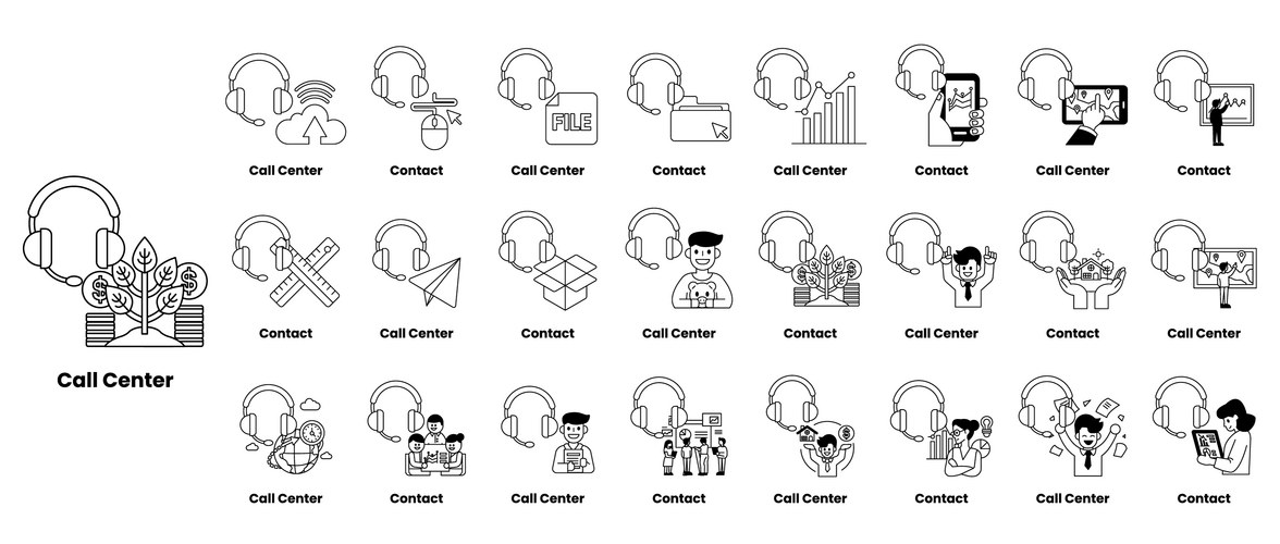 Call Center Cartoon Icons – Royalty-Free Vector | VectorStock