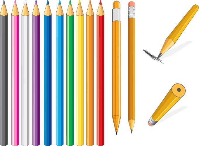 Color pencil set Royalty Free Vector Image - VectorStock