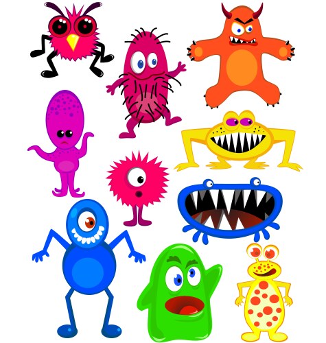 Funny cute little monster set Royalty Free Vector Image