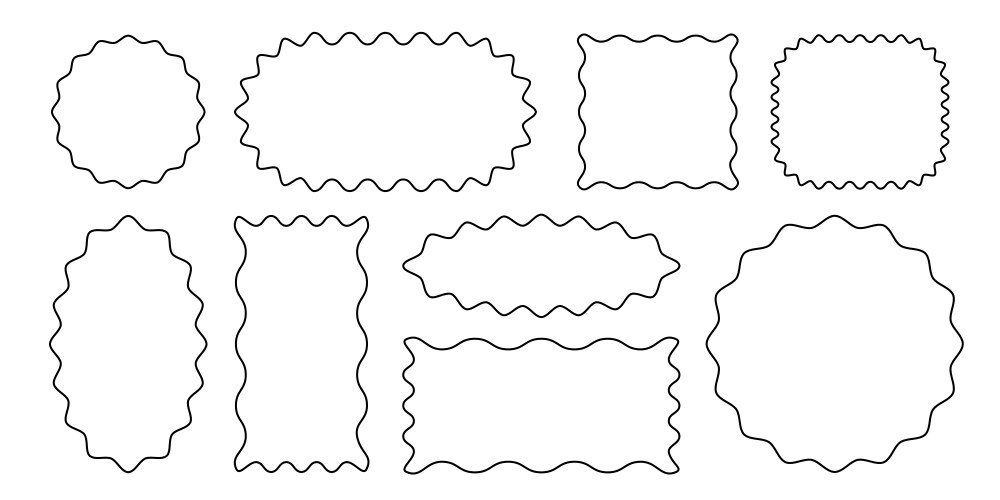 Scallop frames set zigzag wavy edges retro Vector Image