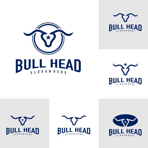 Set of bull head logo design Royalty Free Vector Image