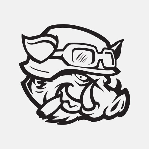 Hog head wear a scarf Royalty Free Vector Image